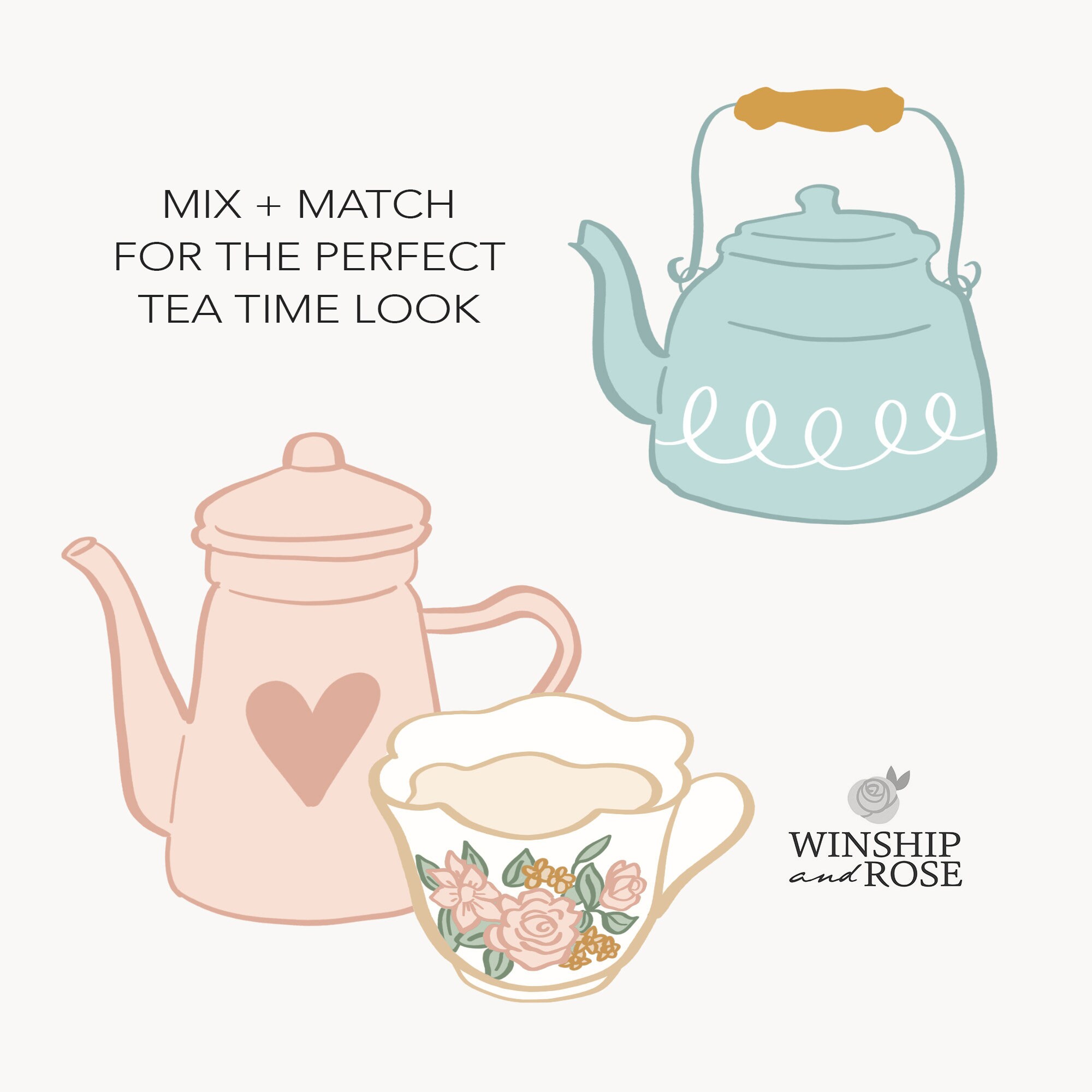 Teatime Clip Art - Hand Drawn Tea Doodle Graphics - 21 Teatime Designs ...