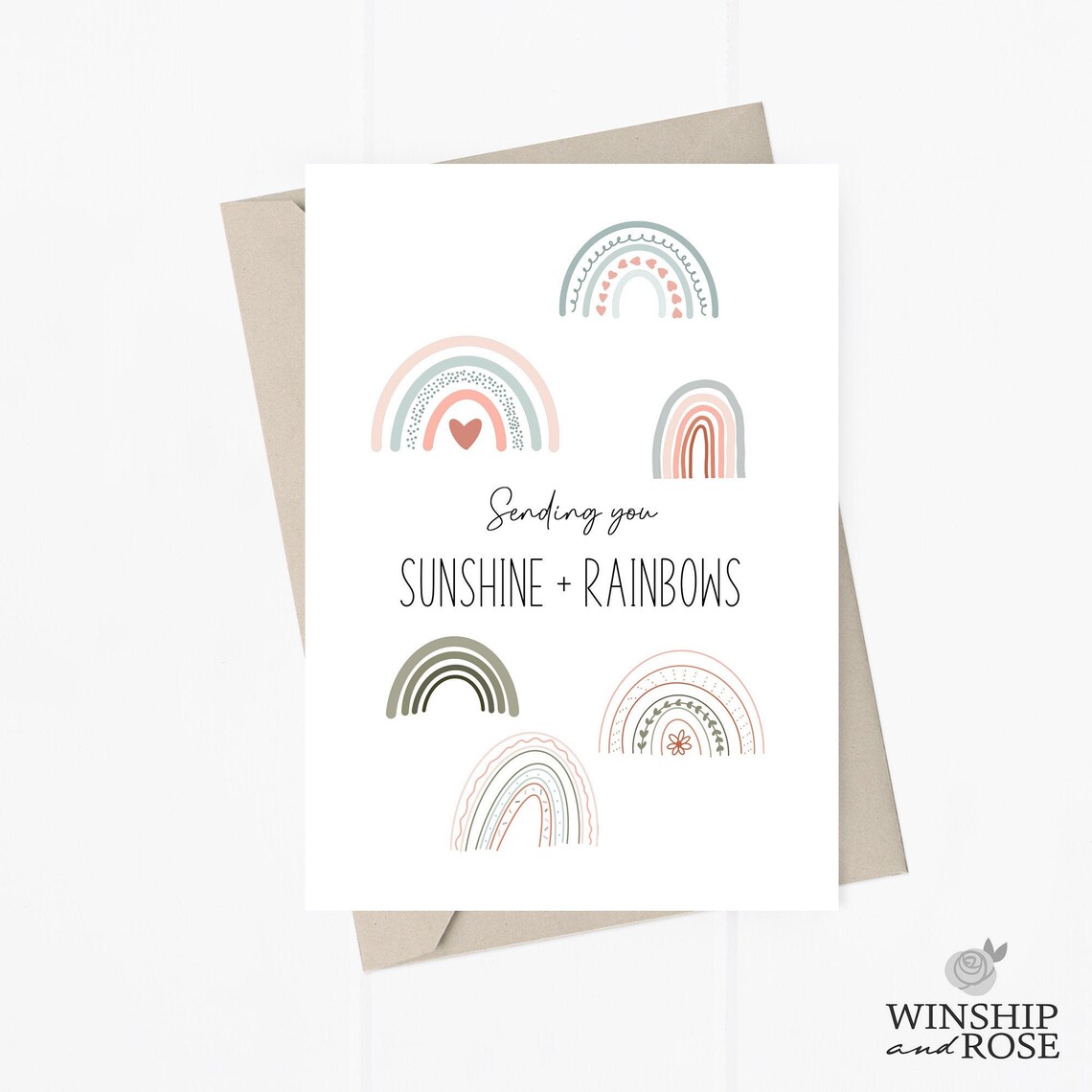 Printable Rainbow Card Cute Card Encouragement Card 5x7 and 4x6 ...