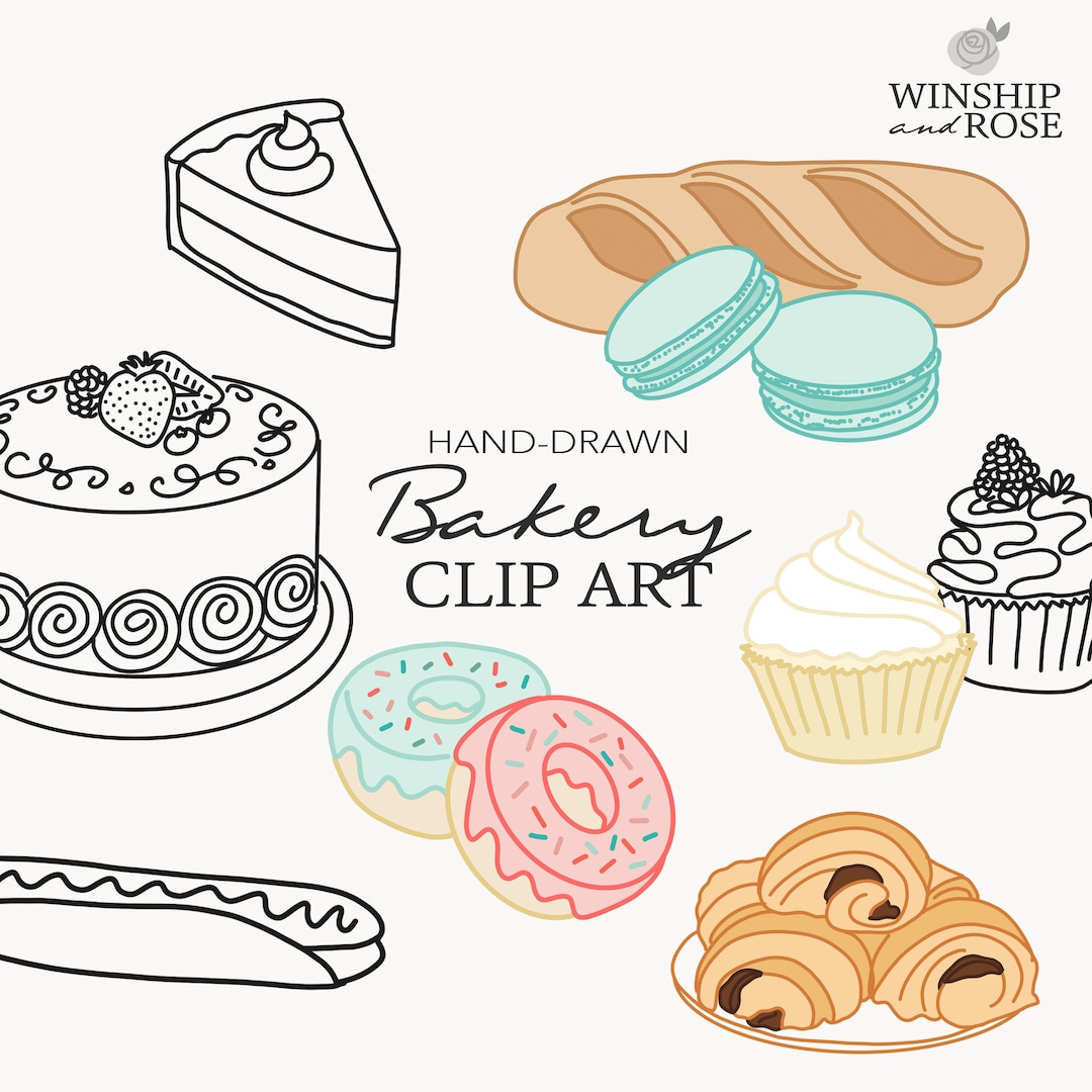 Bakery Clip Art - Hand Drawn Baking Doodle Graphics - 39 Baking Designs ...