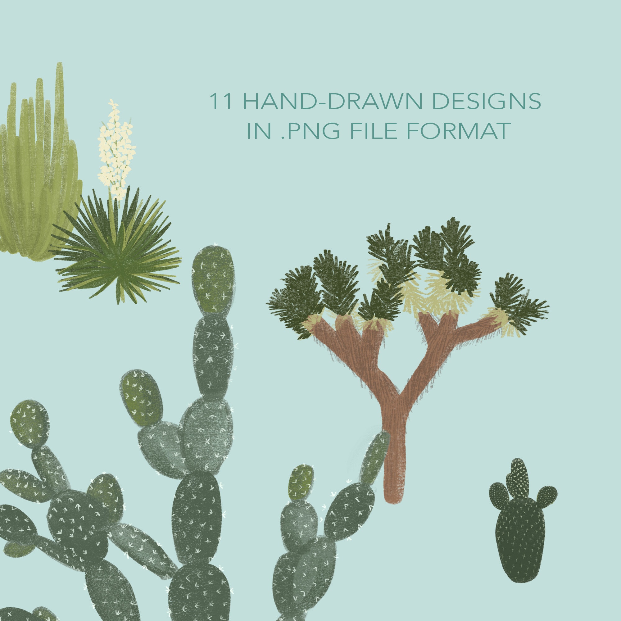 Cactus Southwest Desert Clip Art - Hand Drawn Cactus and Desert Plants ...