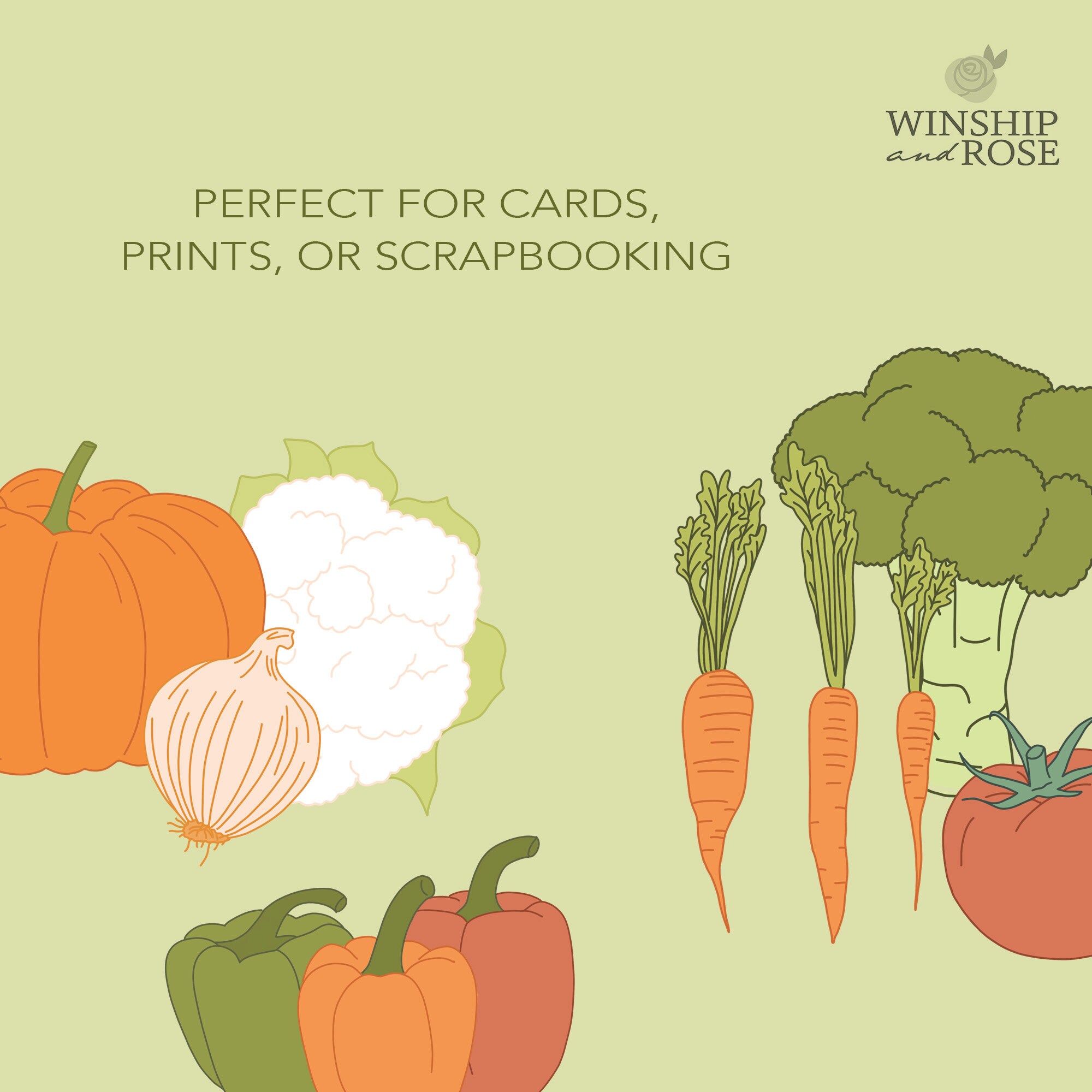 Vegetable Clip Art Set - Hand-drawn Veggies, Garden Vegetables Graphics ...