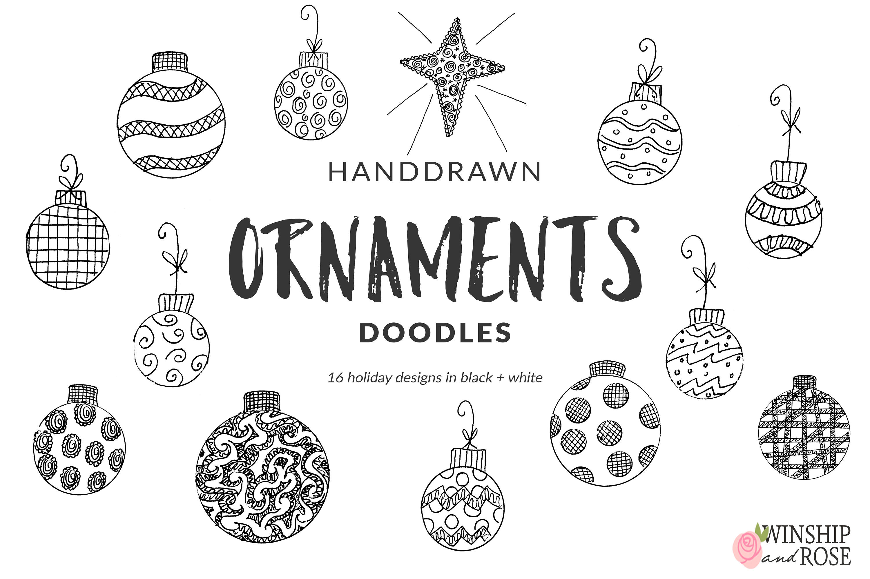 Christmas Ornaments Clip Art - Holiday Doodle Overlays Handdrawn Set - Etsy