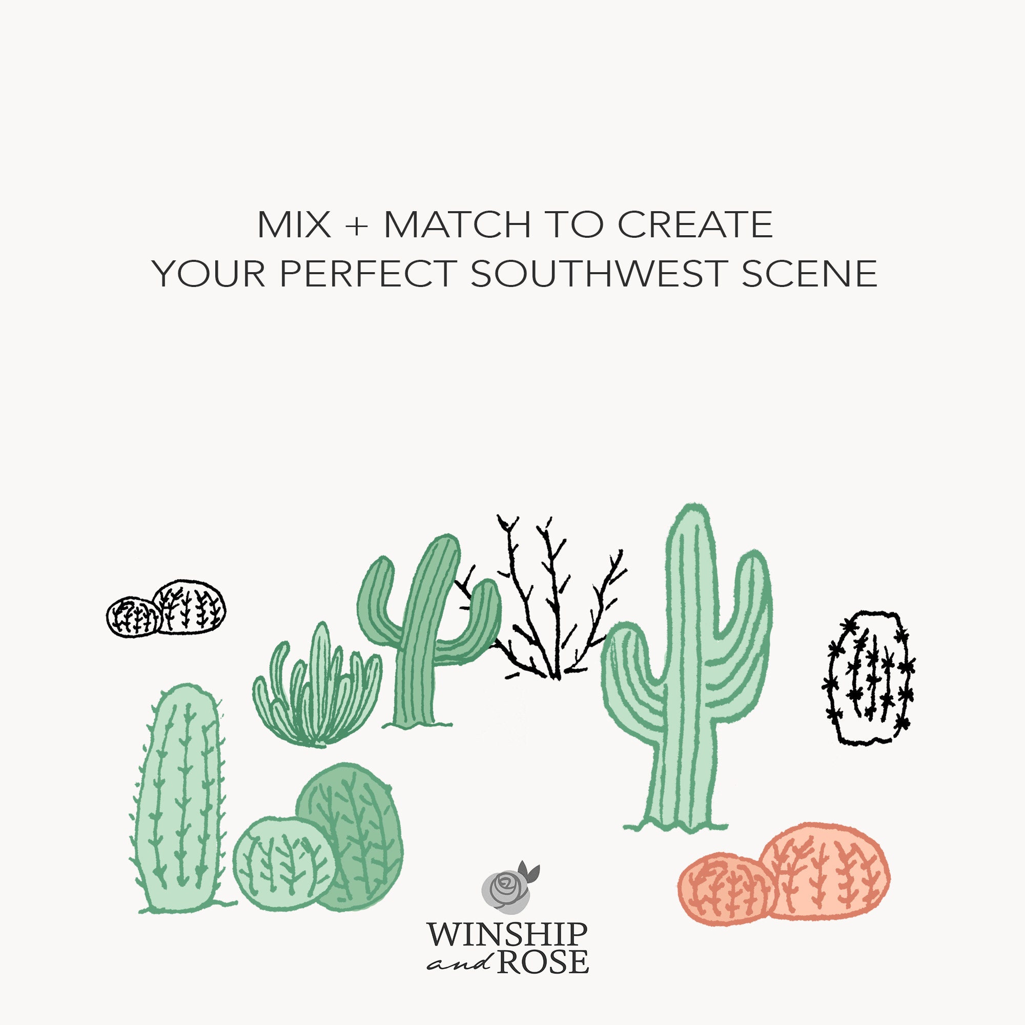 Cactus Clip Art - Hand Drawn Southwest Desert Doodle Set - Etsy