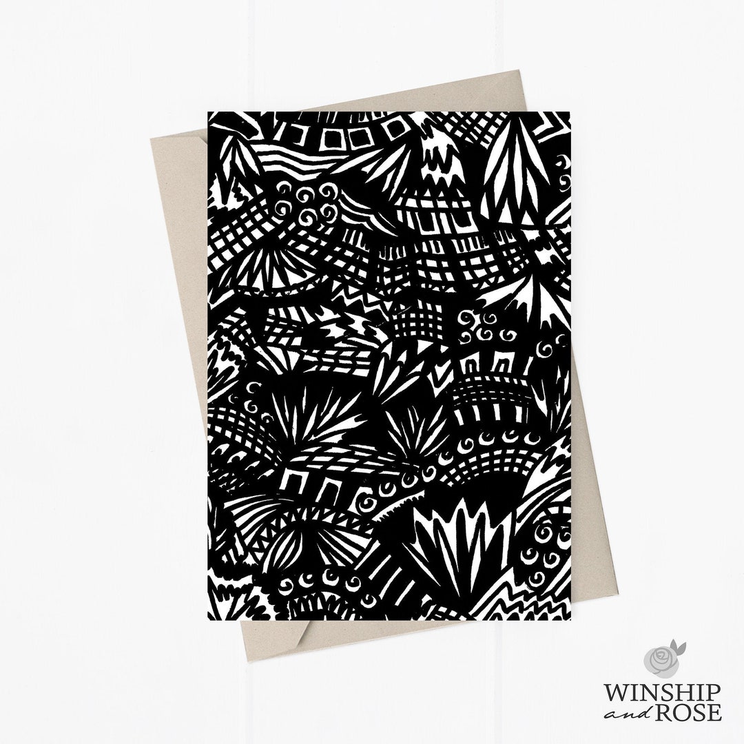 Printable Black White Card | Encouragement Card | Blank Card | Abstract ...