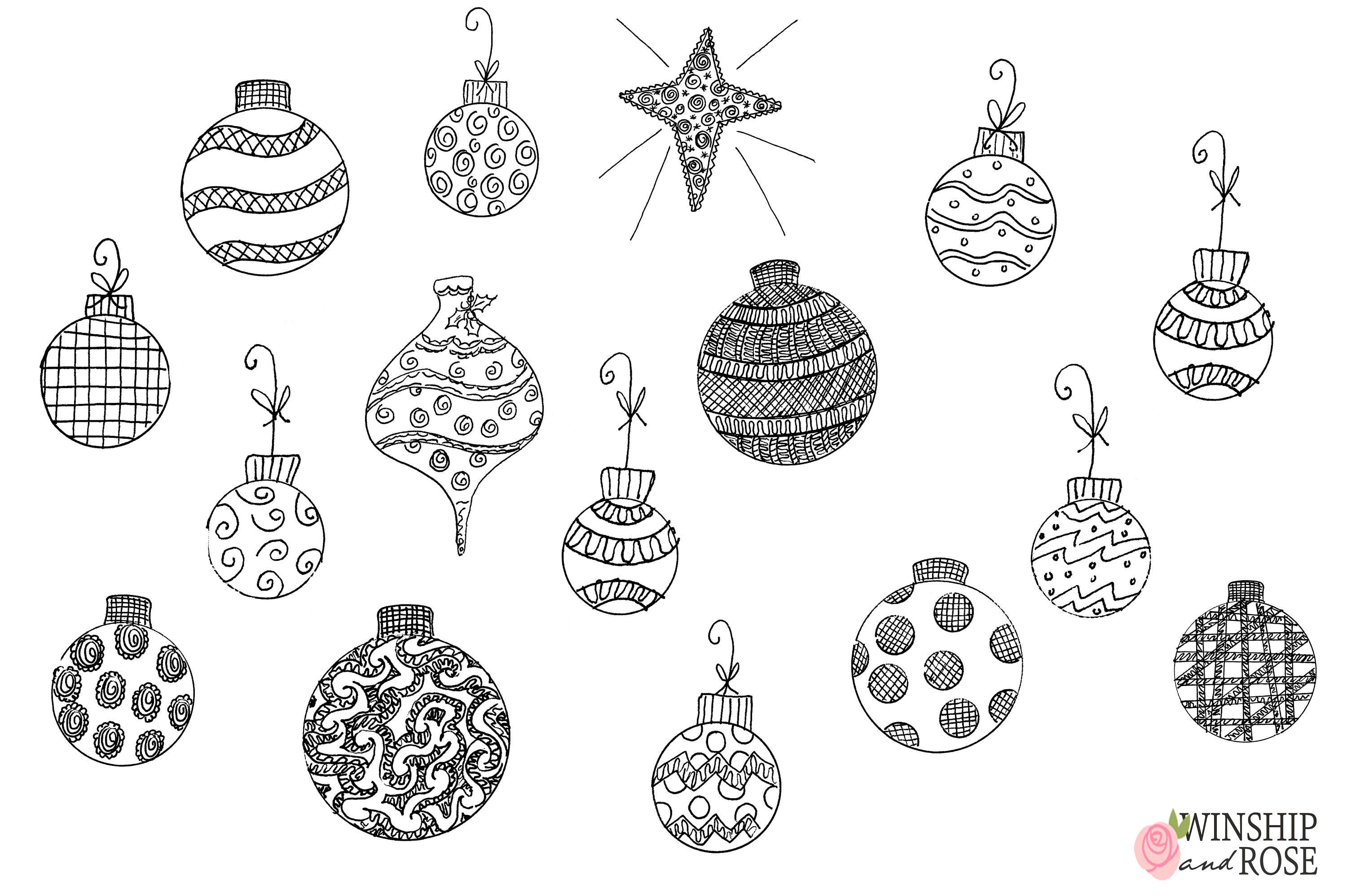Christmas Ornaments Clip Art - Holiday Doodle Overlays Handdrawn Set - Etsy