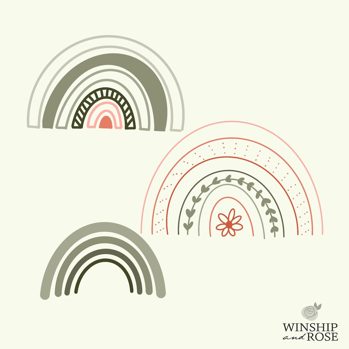 Rainbow Clip Art - Hand Drawn Rainbow Doodle Graphics - 24 Rainbow ...