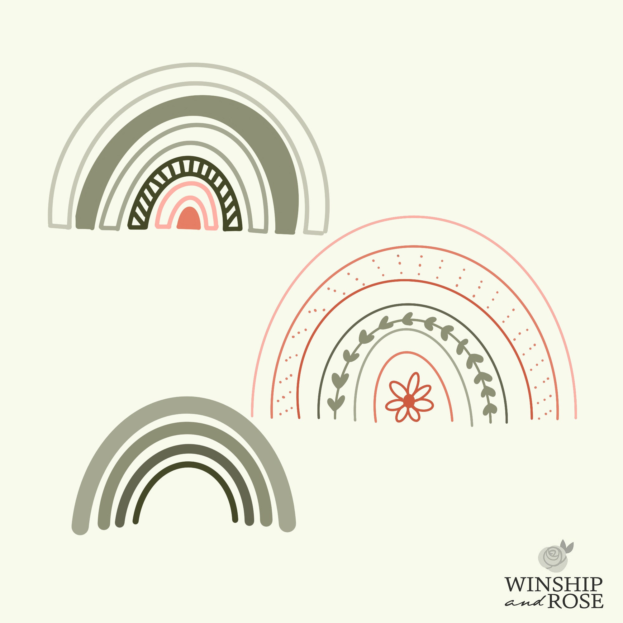 Rainbow Clip Art - Hand Drawn Rainbow Doodle Graphics - 24 Rainbow ...