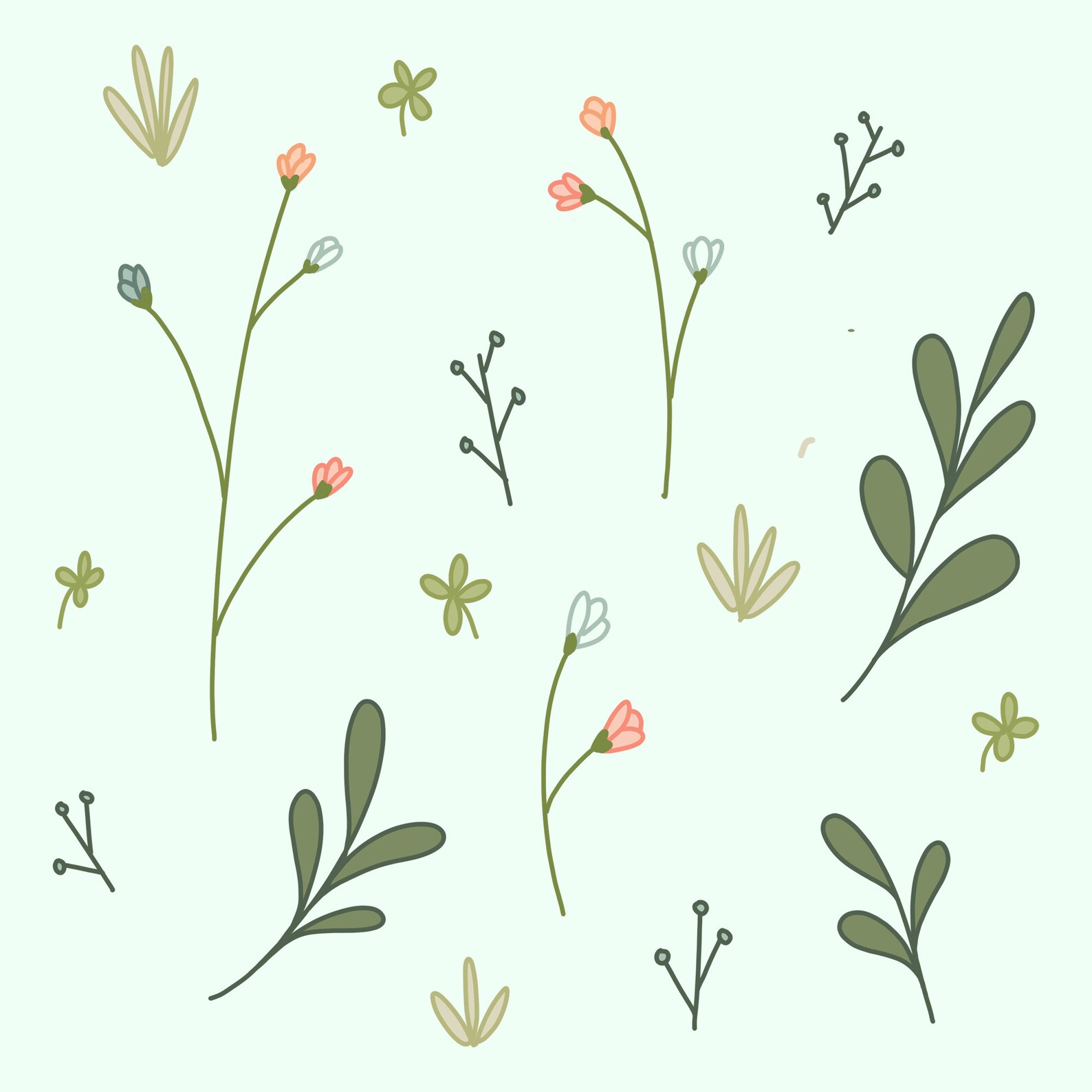 Spring Florals Clip Art Hand Drawn Flower Clip Art Spring - Etsy