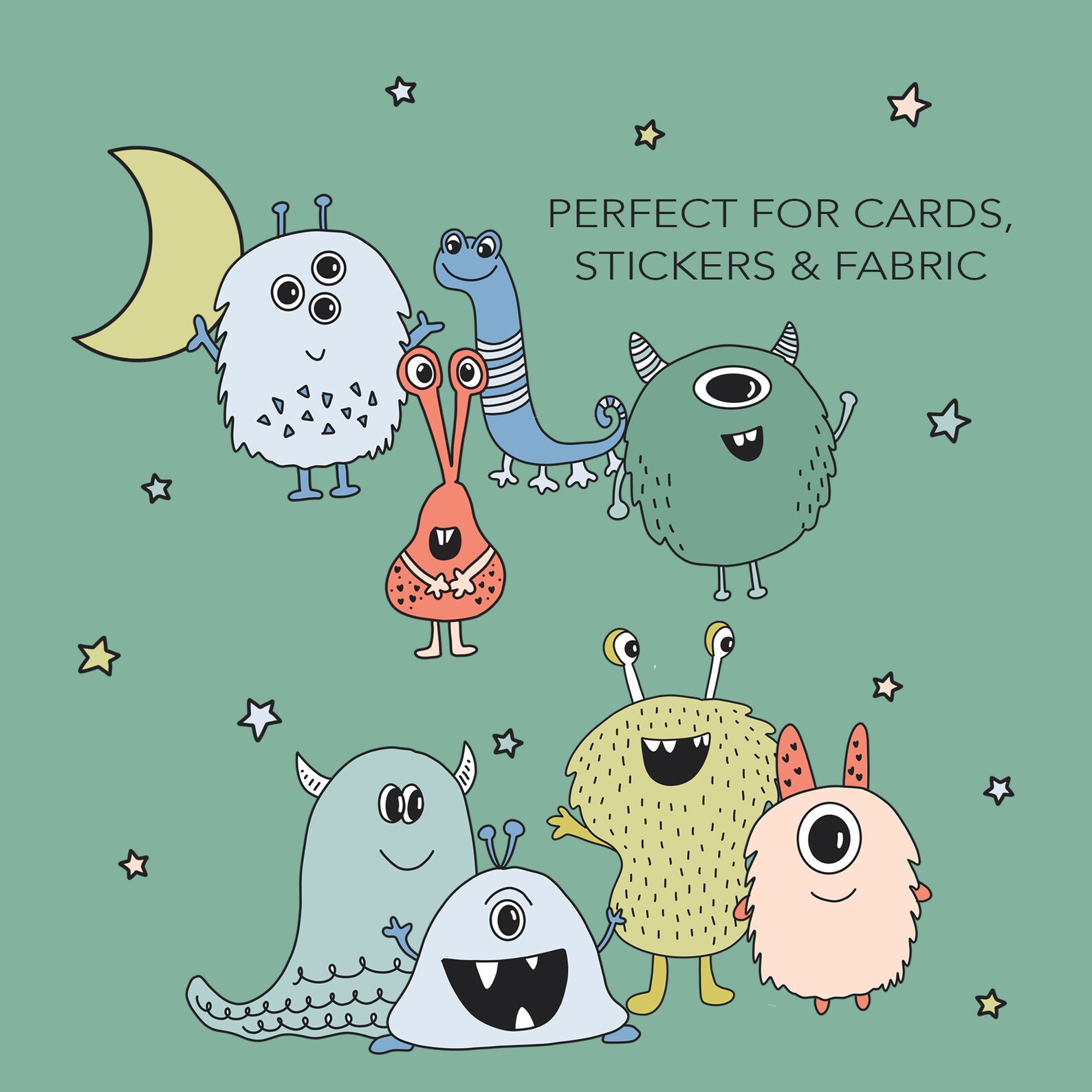Monsters Clip Art Set - Hand-drawn Monster Illustrations, Silly Monster ...