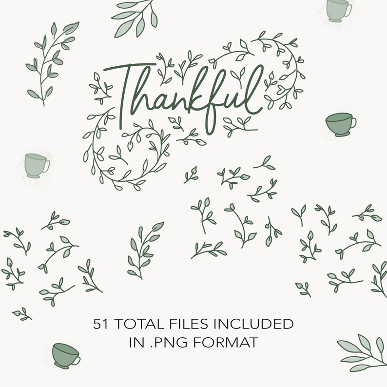 Thanksgiving Florals Clip Art - Hand Drawn Doodle Graphics - 51 Fall ...