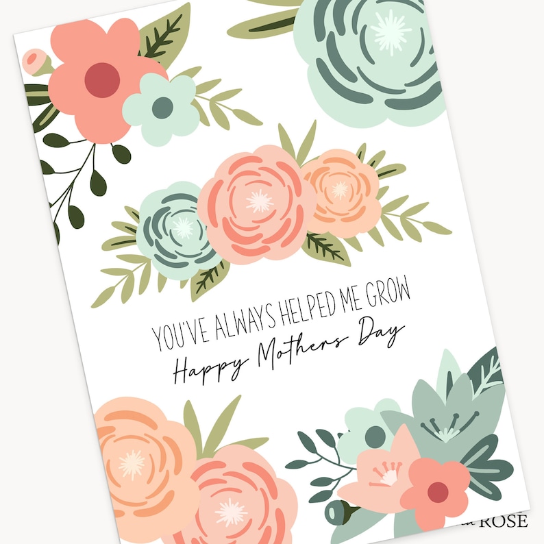 Printable Mothers Day Card Floral Mother's Day Card Printable Card ...