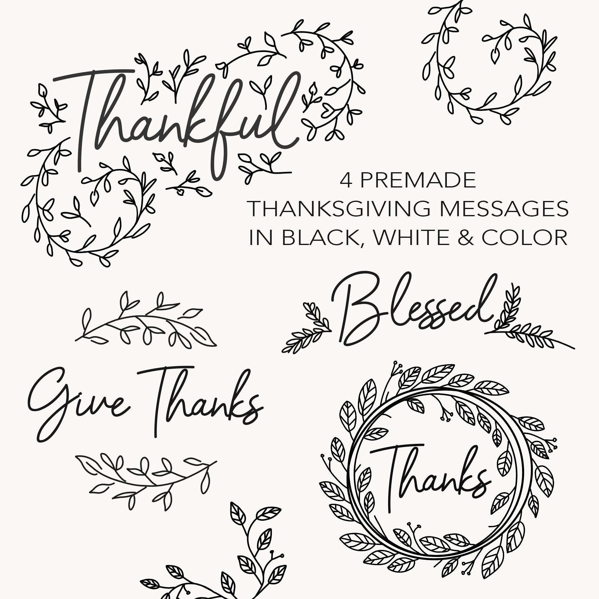 Thanksgiving Florals Clip Art - Hand Drawn Doodle Graphics - 51 Fall ...