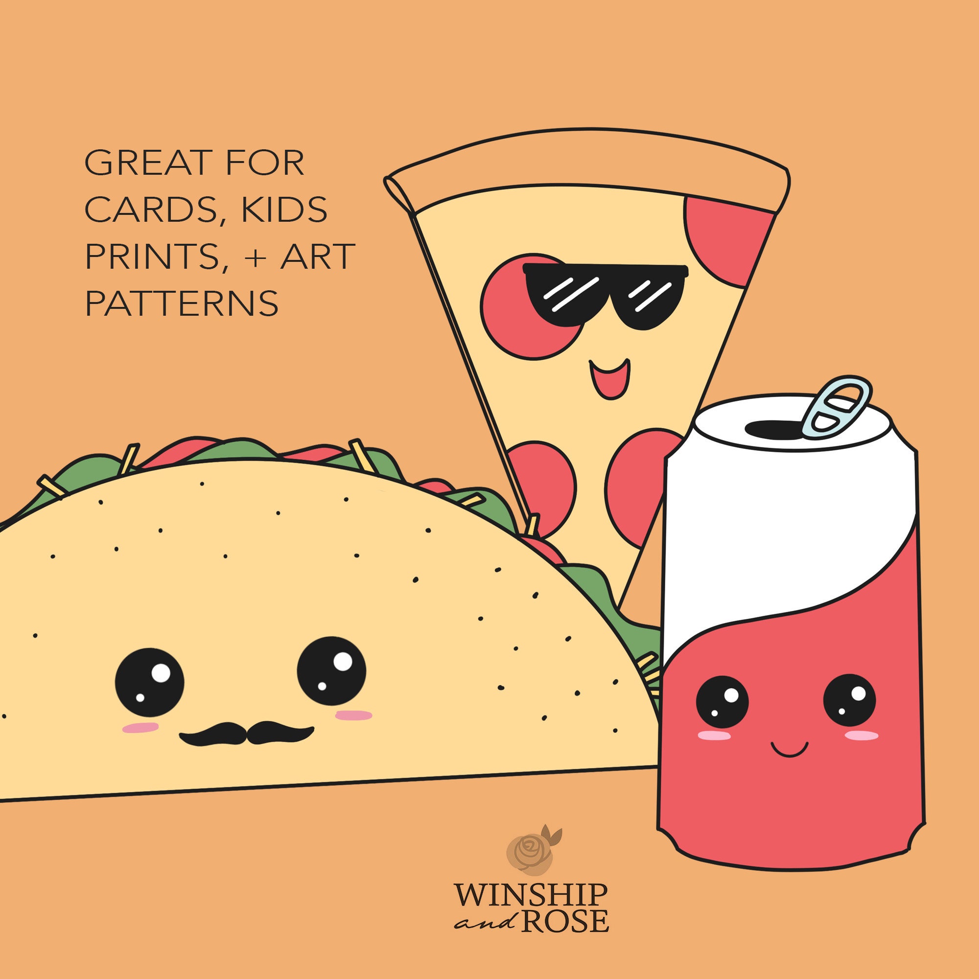 Cute Food Clip Art Set Hand-drawn Food Illustrations in Kawaii Style ...