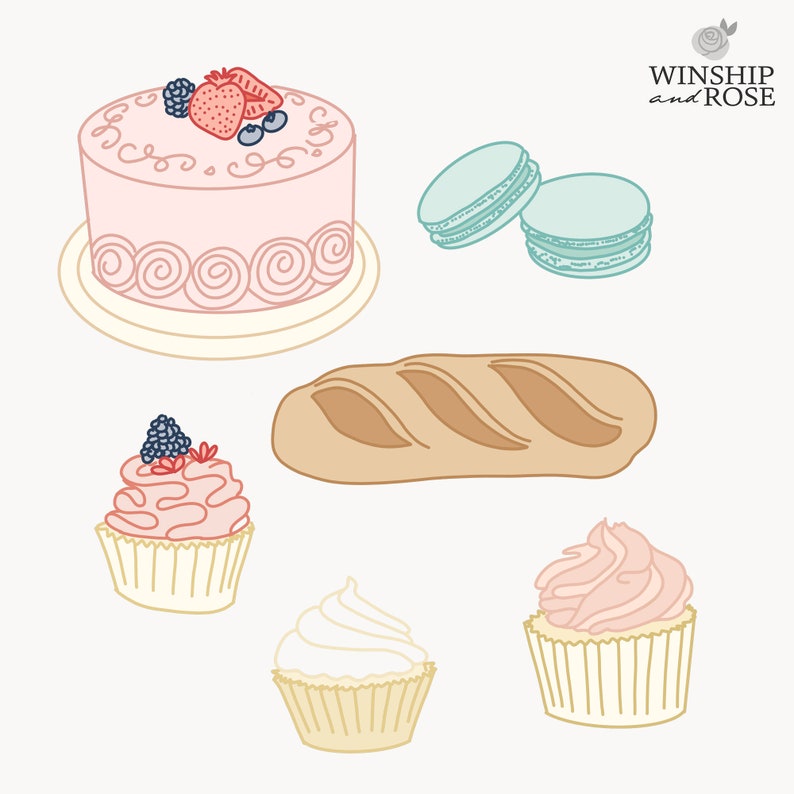 Bakery Clip Art - Hand Drawn Baking Doodle Graphics - 39 Baking Designs ...