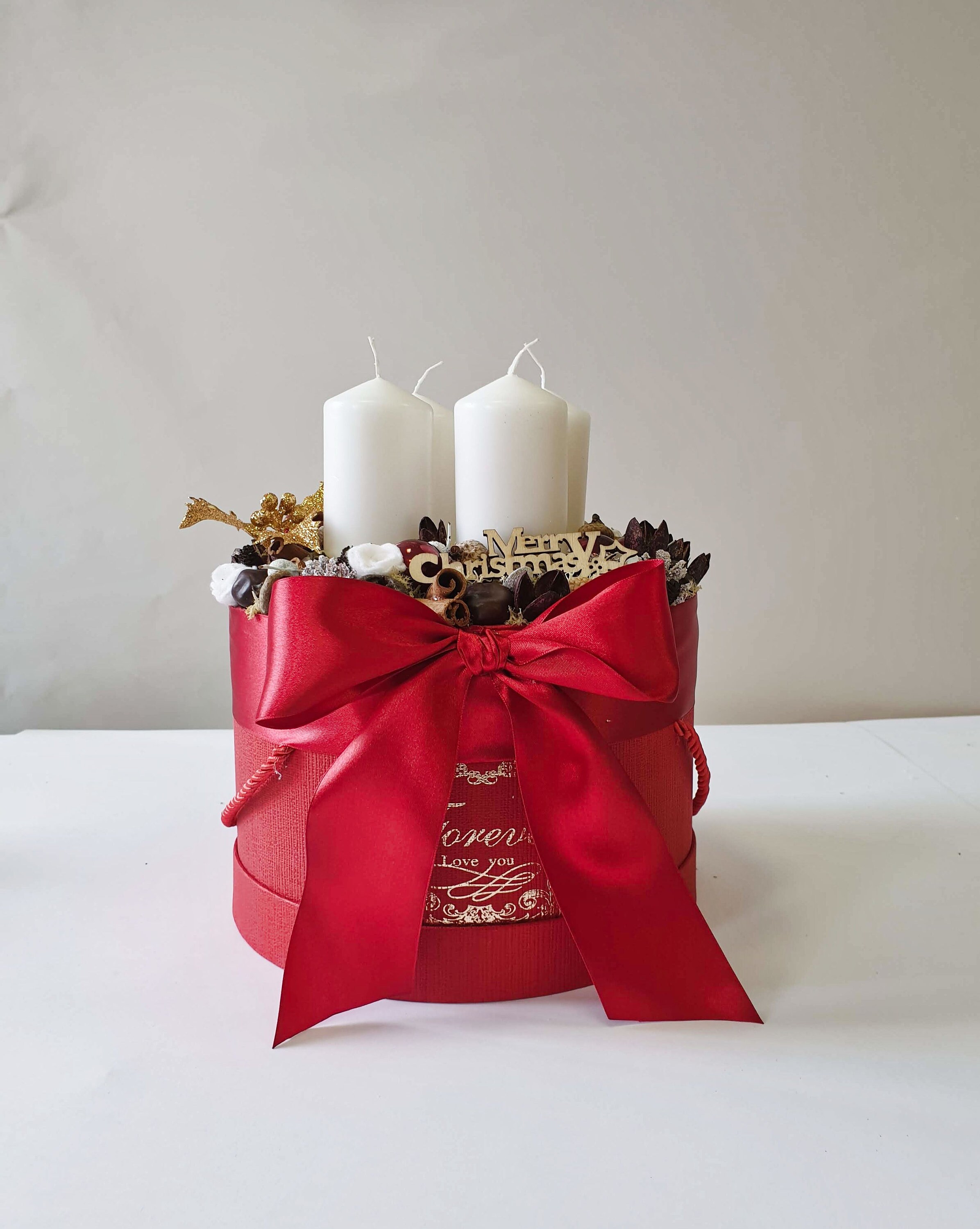 Rustic Christmas decor Red flower box Advent Christmas | Etsy