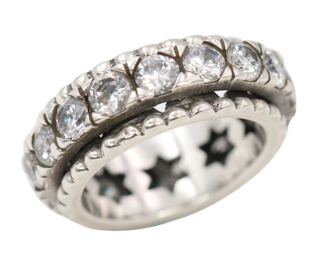 Energy Stone "bling Bling" Sterling Silver Meditation Spinner Ring ...