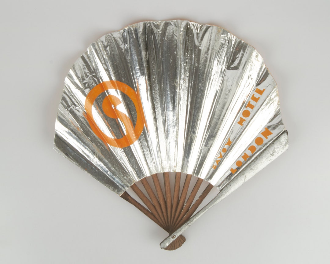 Antique 1930s Art Deco Savoy Hotel London Orange and Silver Hand Fan ...