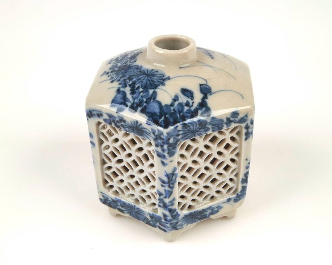 Antique 19thc. Japanese Arita Blue and White Reticulated Porcelain ...