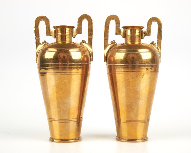 Pair of Dutch or Belgium 1900s Art Nouveau Brass Vases in the - Etsy