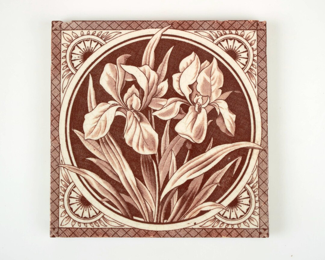 Antique 1890s Victorian Aesthetic Movement Iris Pottery Tile. - Etsy