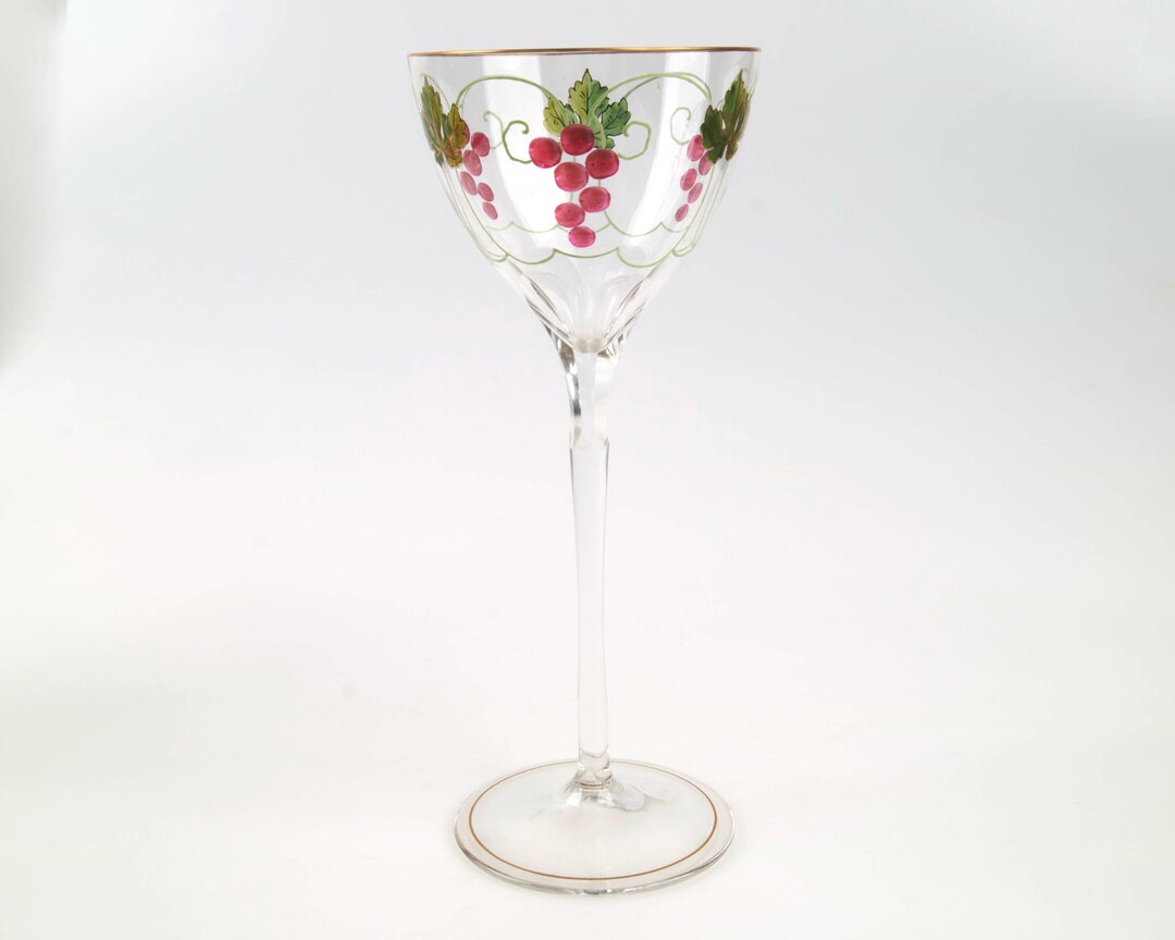 Antique 1900s Art Nouveau Josephinenhütte Red Grape Vine Wine Glass. - Etsy