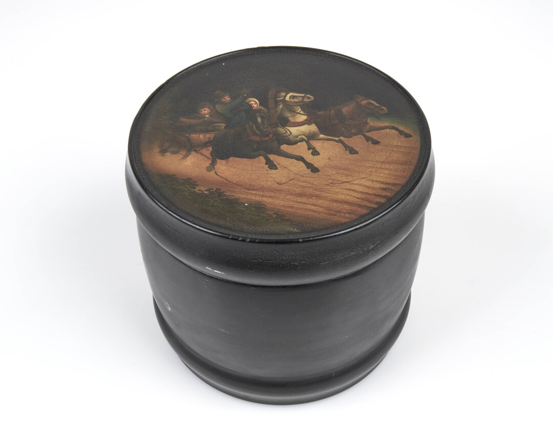 Antique 1880-1890s Russian Vishnyakov Factory Troika Lacquer Tea Caddy ...