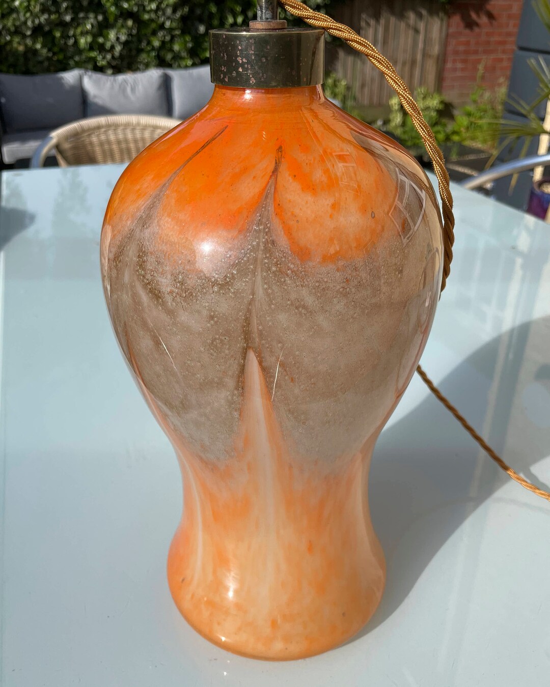 Rare and Large Vintage 1930s Monart Art Deco Orange, White and Grey ...