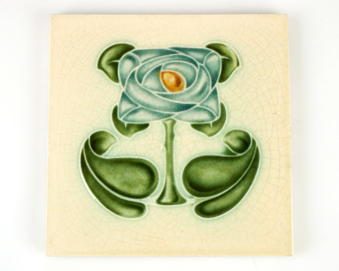 Antique 1900s Corn Bros Art Nouveau Amber and Blue Glasgow - Etsy