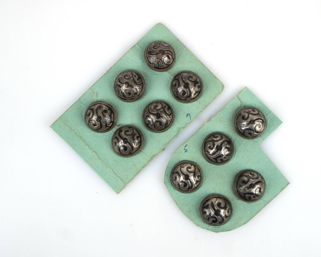 Set of 11 Antique 19thc. Russian Silver and Niello Buttons. - Etsy