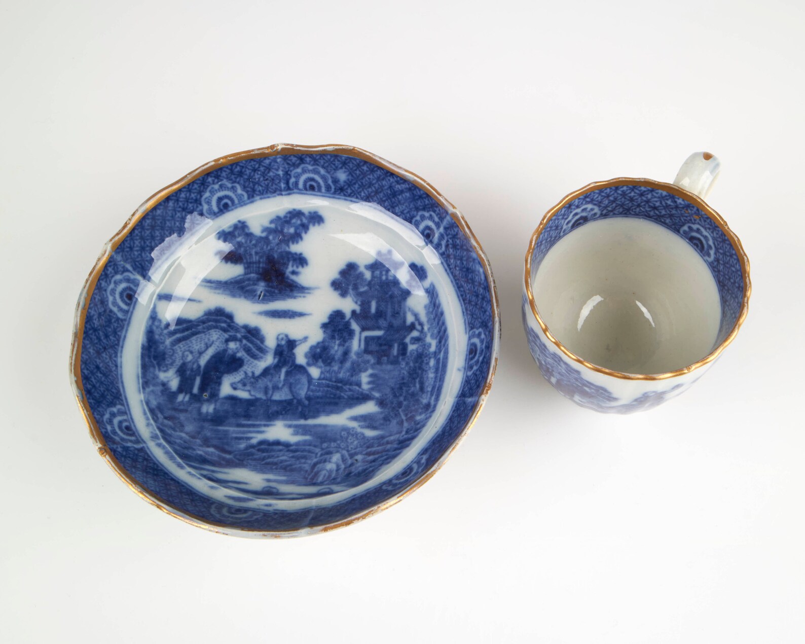 Antique Spode Transfer Printed 'boy on a Buffalo' Blue - Etsy