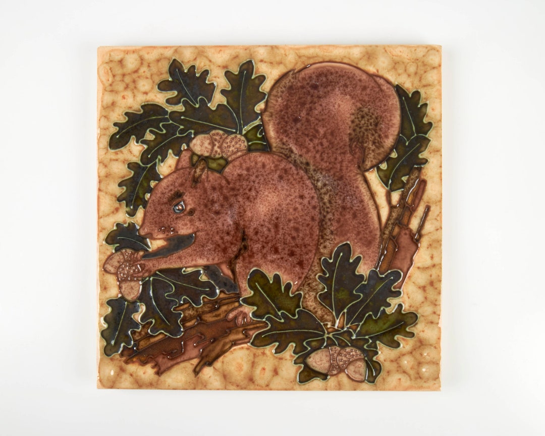 Vintage 1980s Squirrel and Acorn Tubelined Pottery Tile. 8 Inch - Etsy