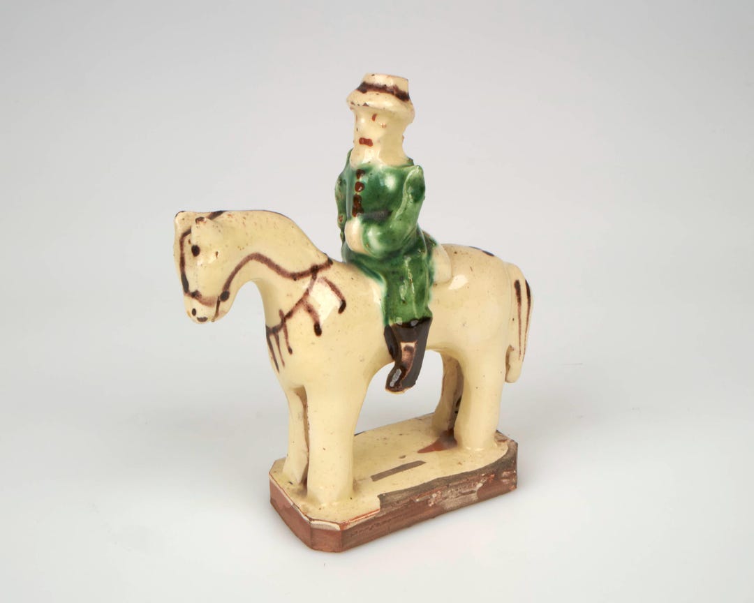 Antique 19thc. Pottery Equestrian Figure of a Man Riding a Horse - Etsy
