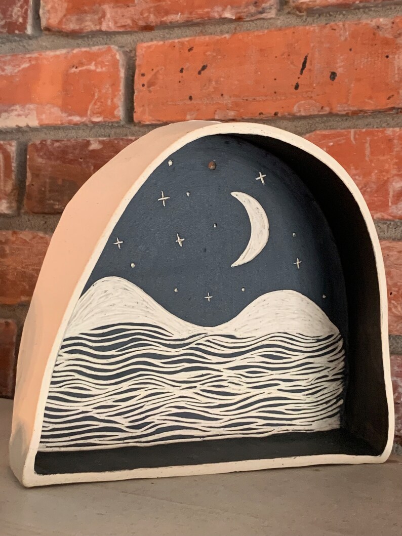 Sgraffito Wall Shelf With Mini Air Plant Planted - Etsy