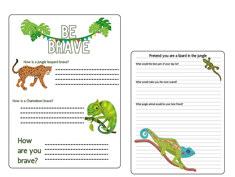 Jungle Themed Writing Prompts for Kids, Printable Sheets for Kids ...