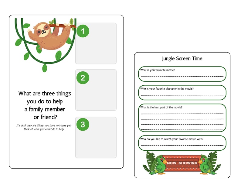 Jungle Themed Writing Prompts for Kids, Printable Sheets for Kids ...