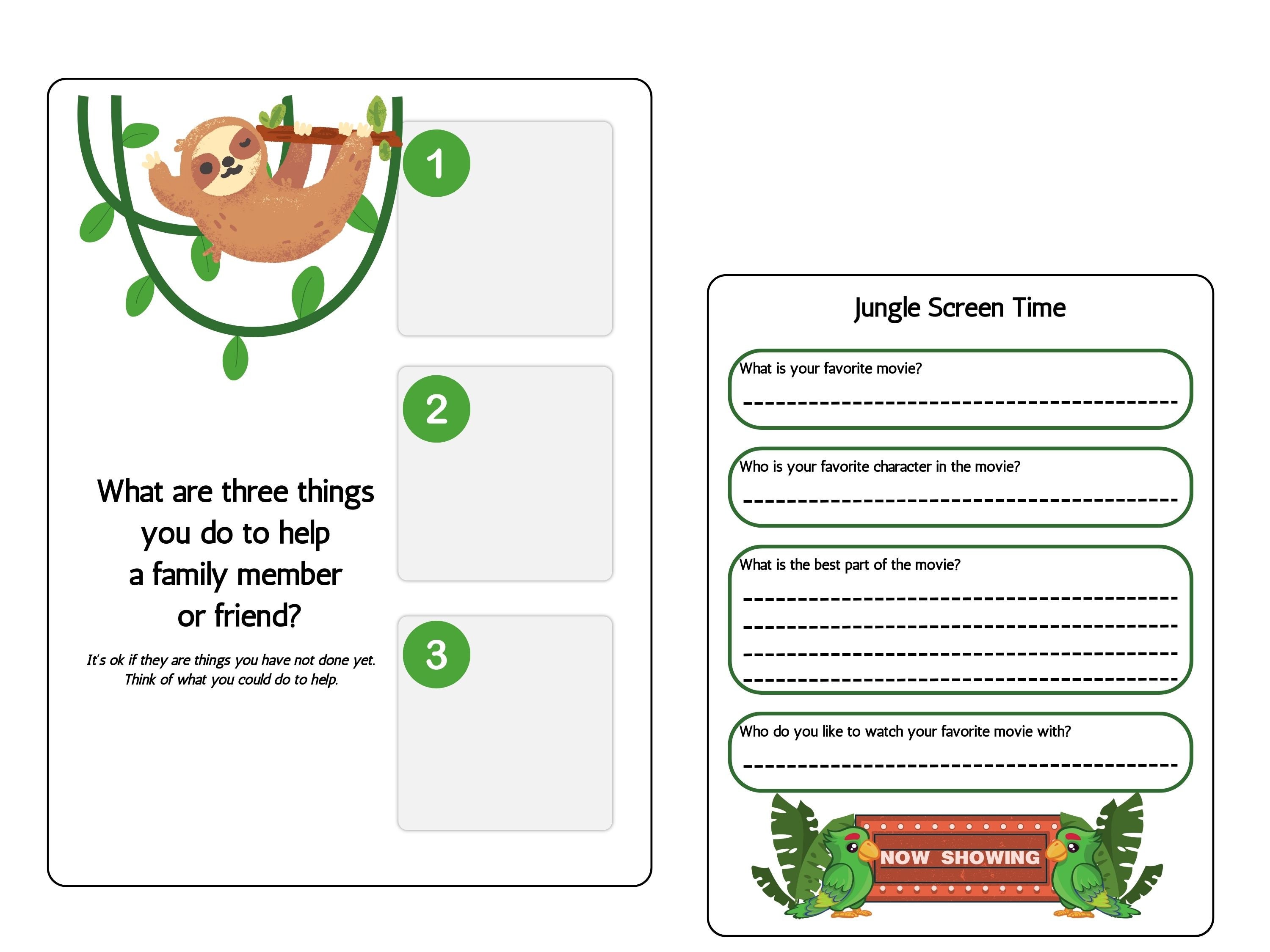 Jungle Themed Writing Prompts for Kids, Printable Sheets for Kids ...