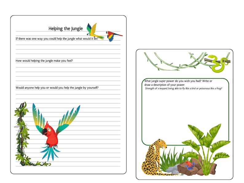 Jungle Themed Writing Prompts for Kids Printable Sheets for - Etsy