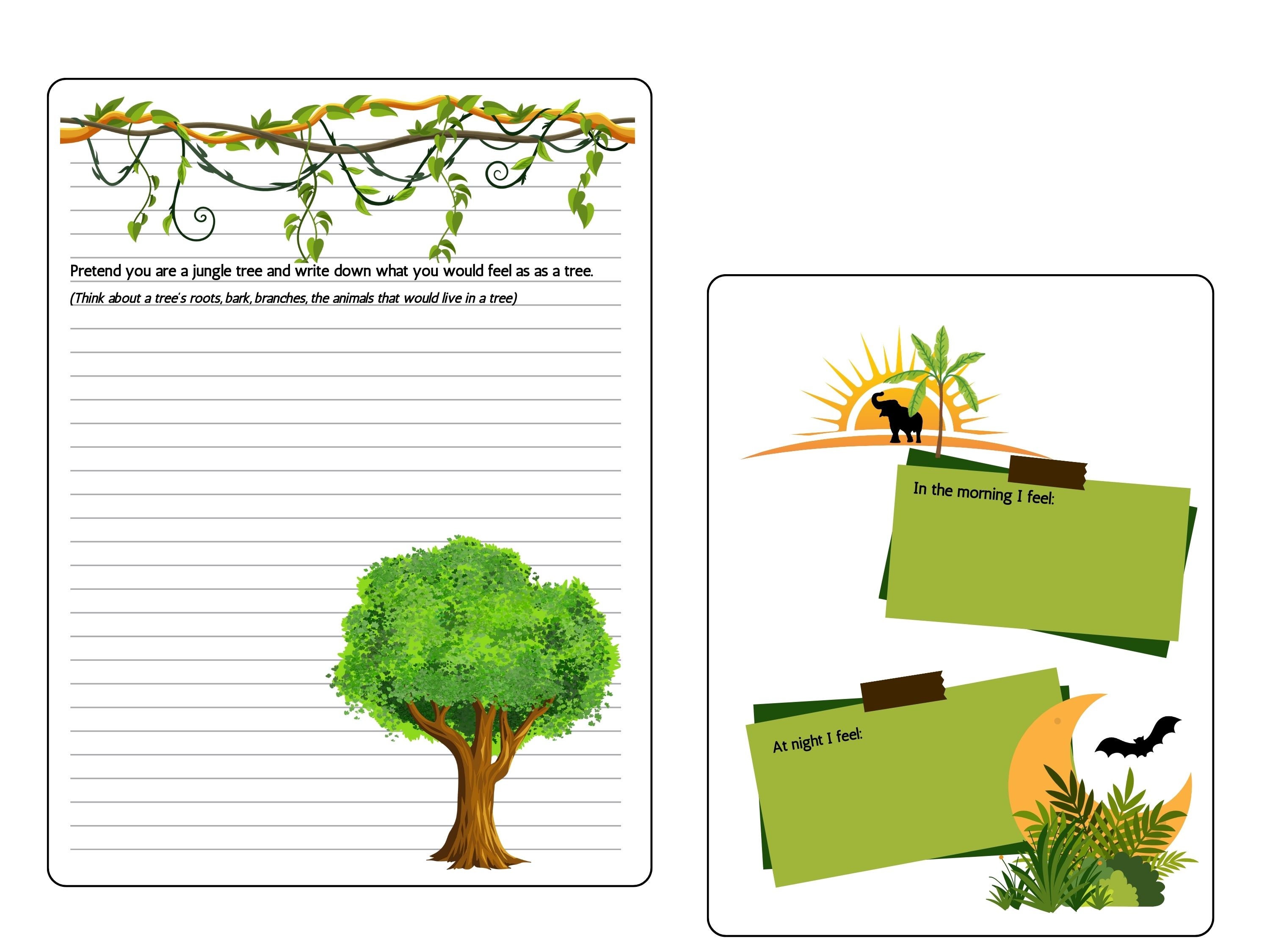 Jungle Themed Writing Prompts for Kids, Printable Sheets for Kids ...