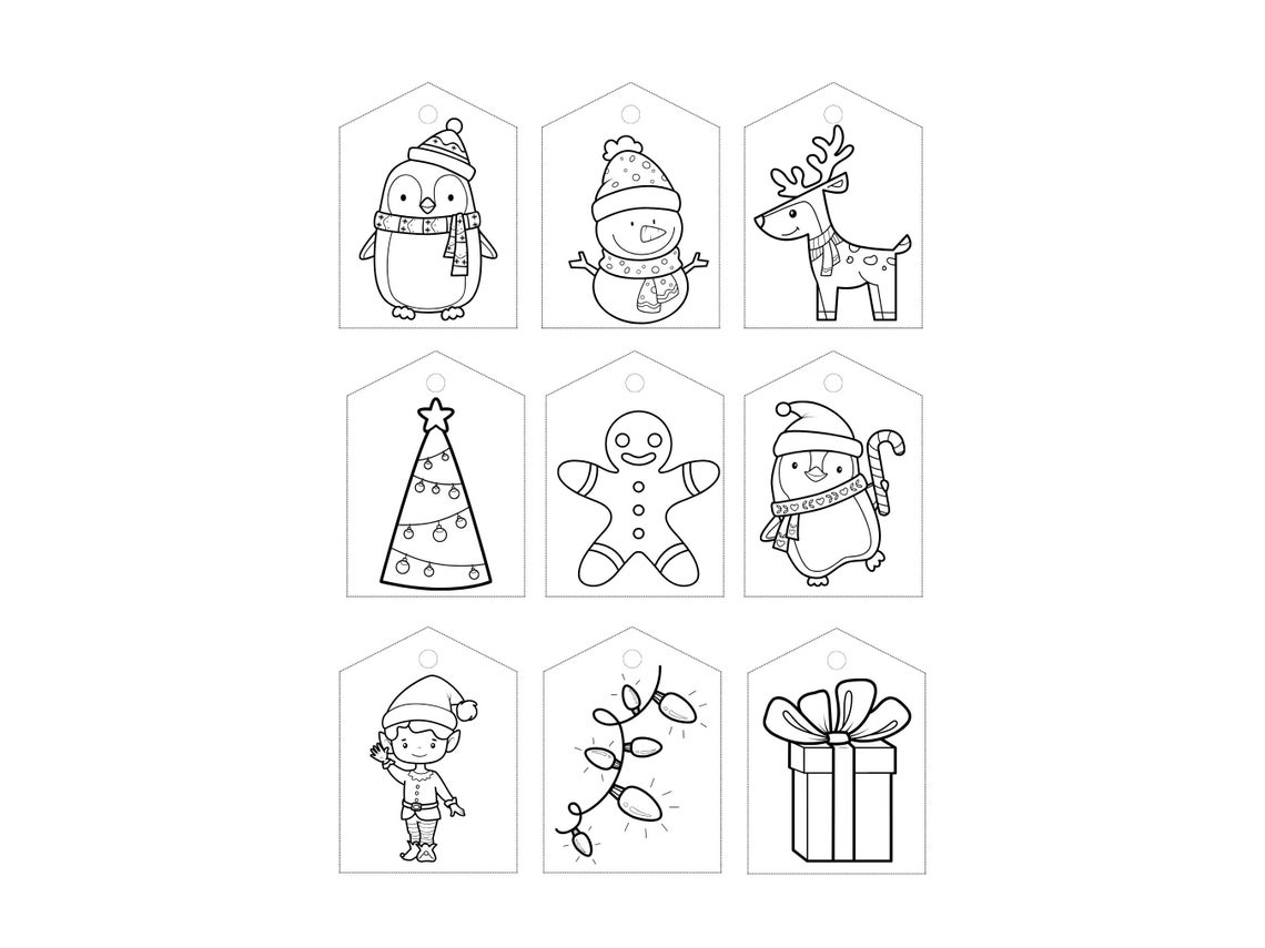 Color Me Christmas Gift Tags Printable Bundle - Etsy