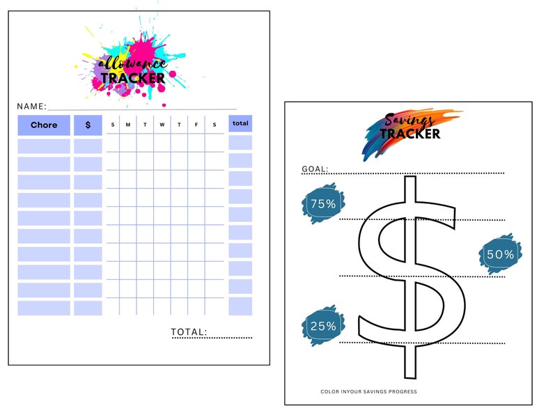 Kids Chore Chart and Savings Tracker Template Bundle - Etsy
