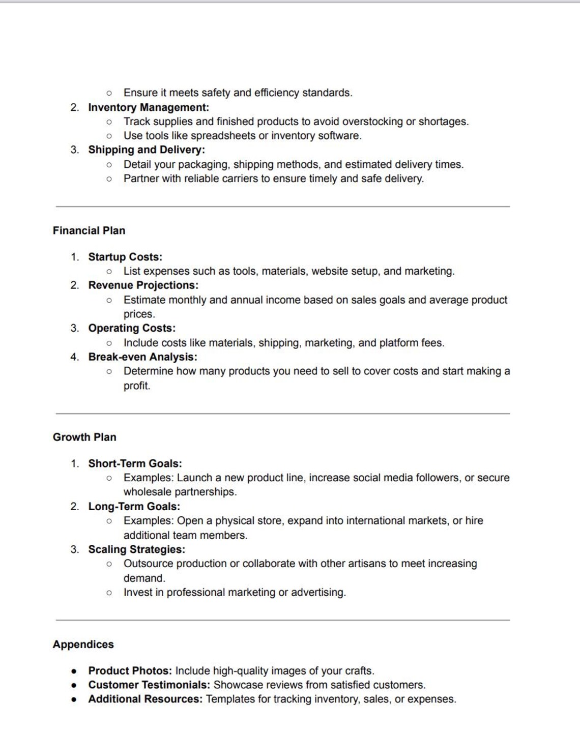 Craft Business Plan Instant Download - Etsy