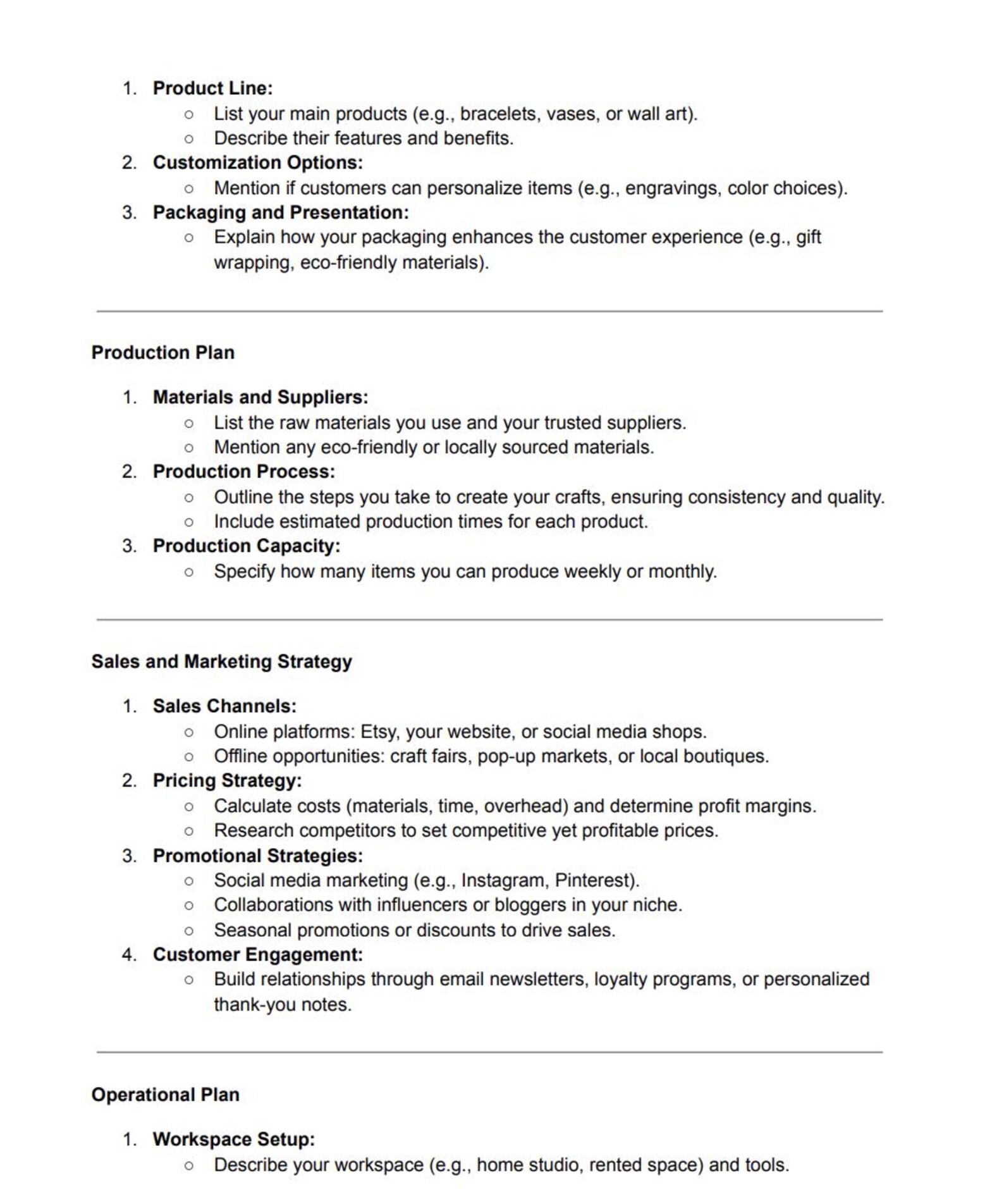 Craft Business Plan Instant Download - Etsy