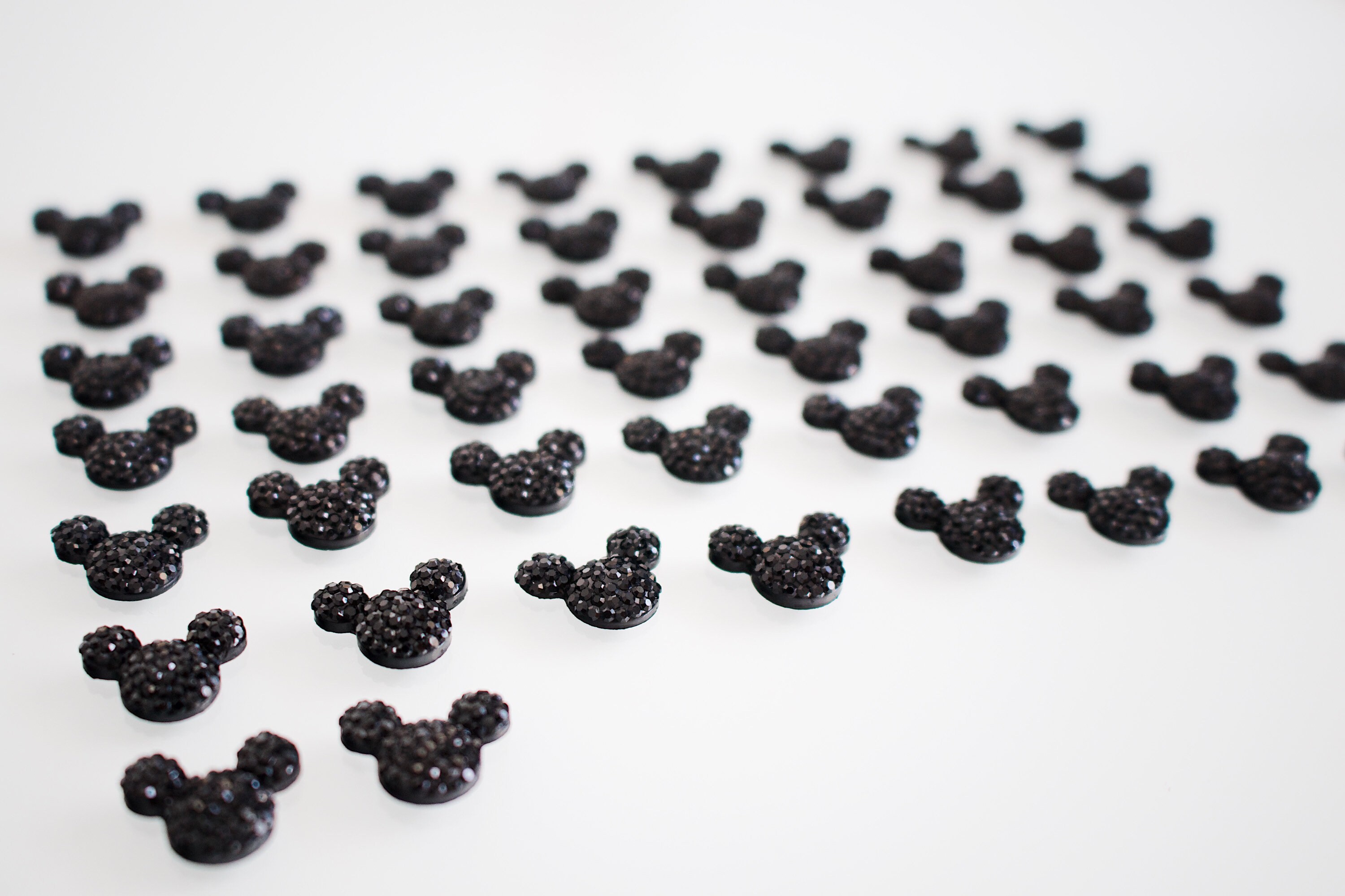 200 15mm Black Mickey Mouse Rhinestone Resin Center Hair Bow | Etsy