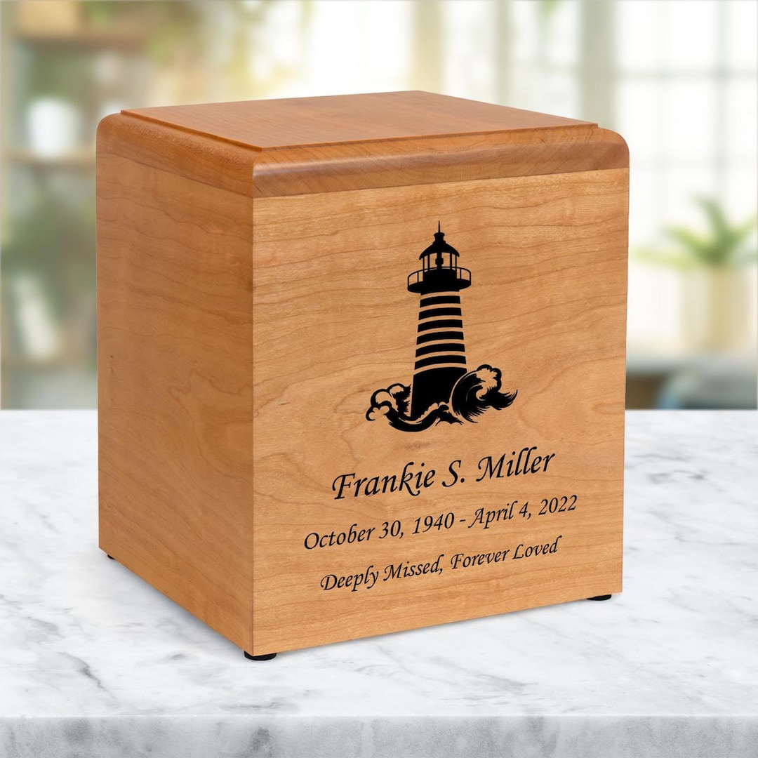 Lighthouse Brunswick Solid Cherry Wood Cremation Urn - Etsy