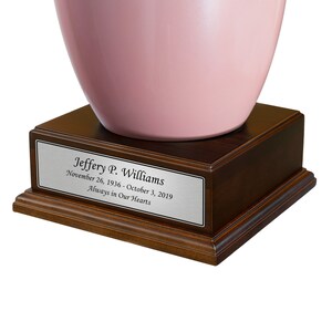 Wooden Urn Pedestal With Nameplate - Personalized Cremation Urn Display ...