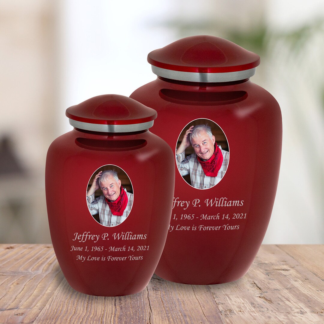 Personalized Full Color Portrait Cremation Urn - 2 Sizes and 7 Colors ...