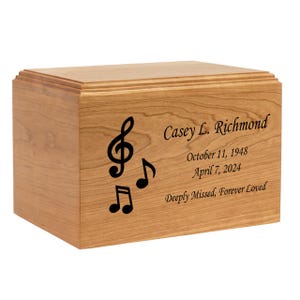 Music Notes Craftsman Solid Cherry Wood Cremation Urn - Etsy