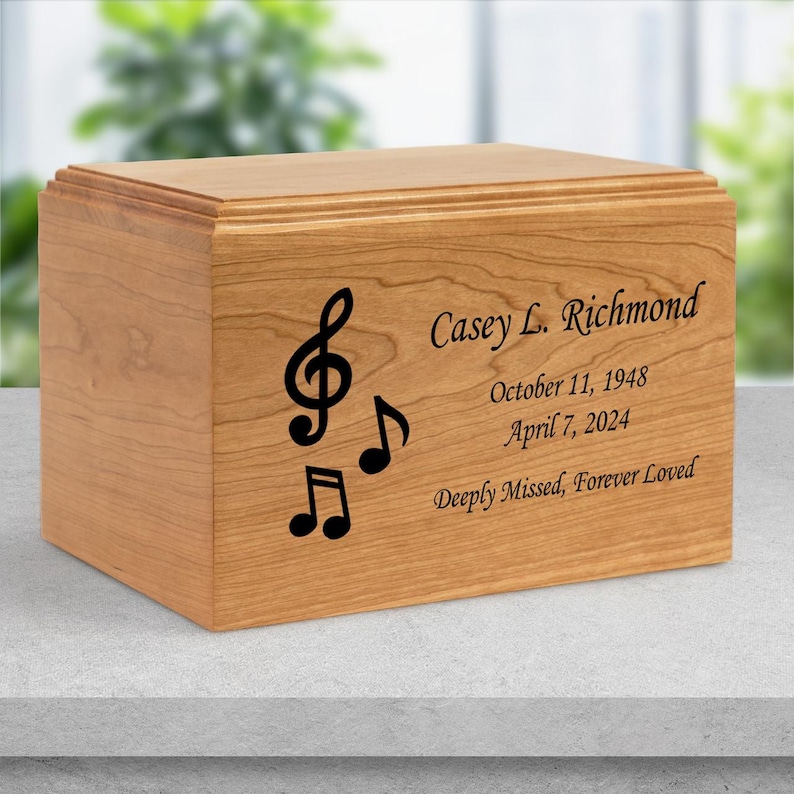 Music Notes Craftsman Solid Cherry Wood Cremation Urn - Etsy