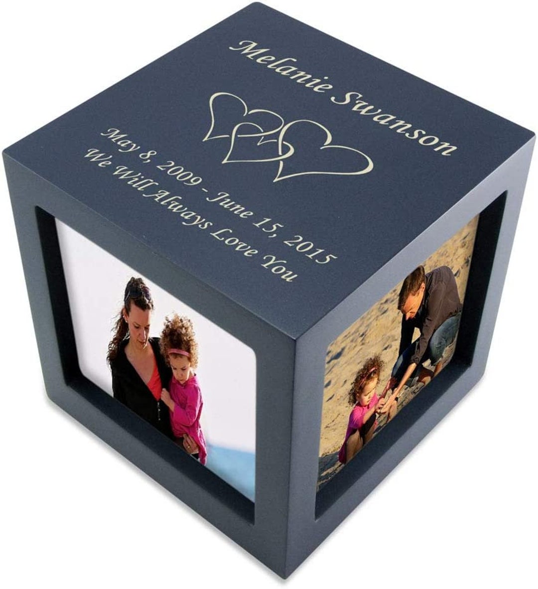 Navy Blue Rotating Photo Cube Cremation Urn for Ashes - 3 Sizes ...