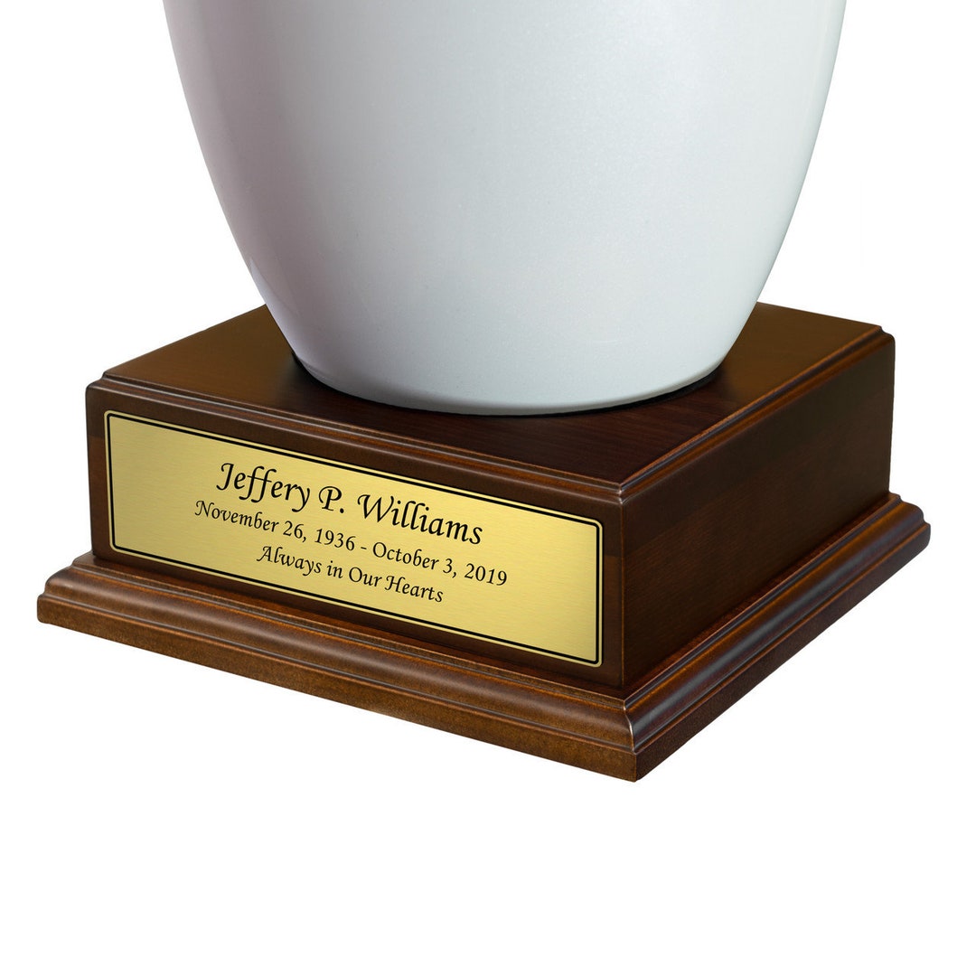 Wooden Urn Pedestal With Nameplate Personalized Cremation Urn Display ...